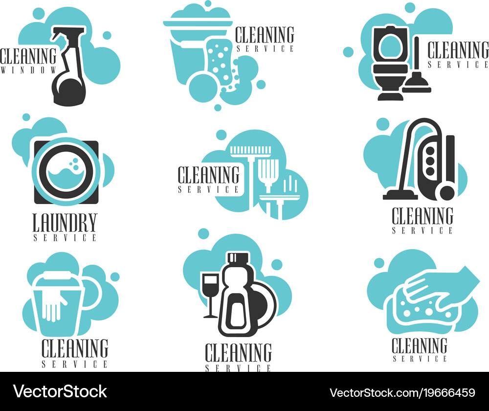 Cleaning Service Logos & Labels Royalty Free Vector
