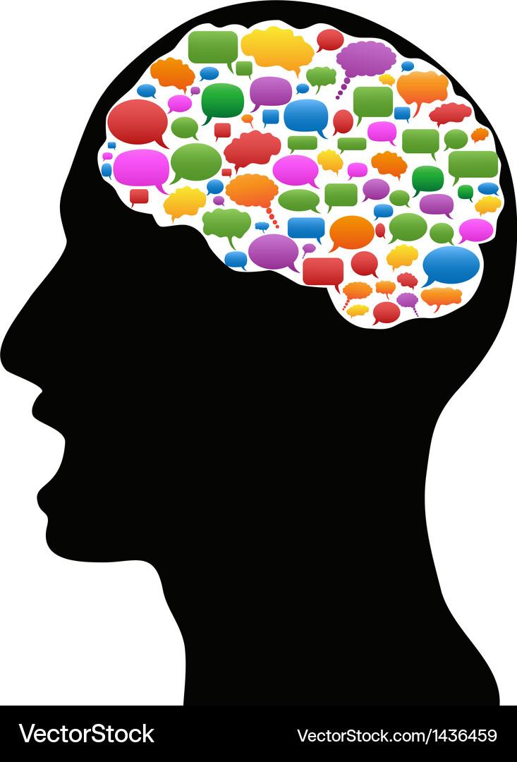 Head with speech bubbles Royalty Free Vector Image