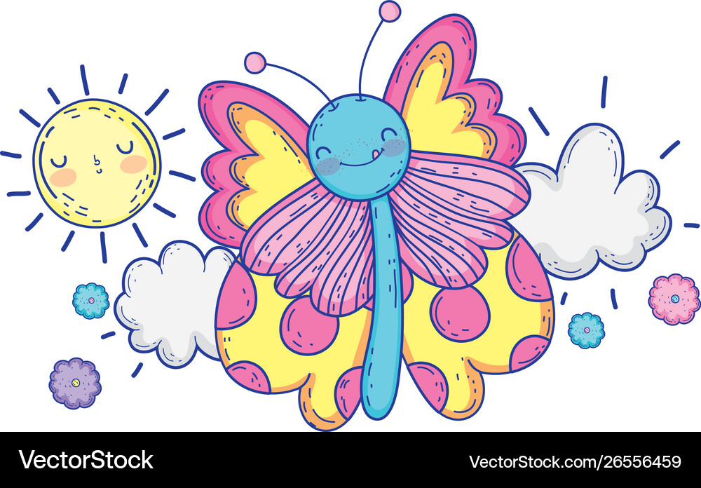 Isolated butterfly draw cartoon design Royalty Free Vector