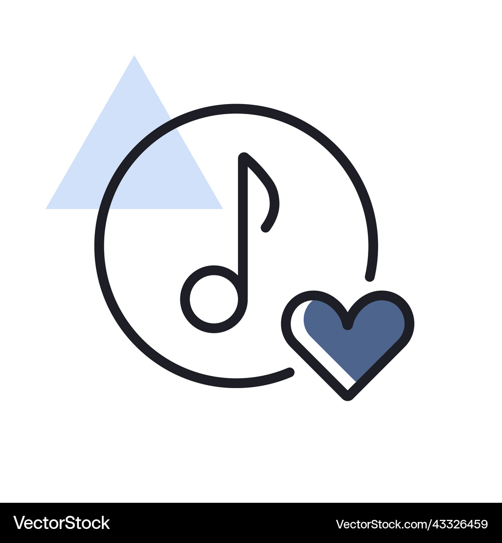 Musical note icon music with heart sign Royalty Free Vector
