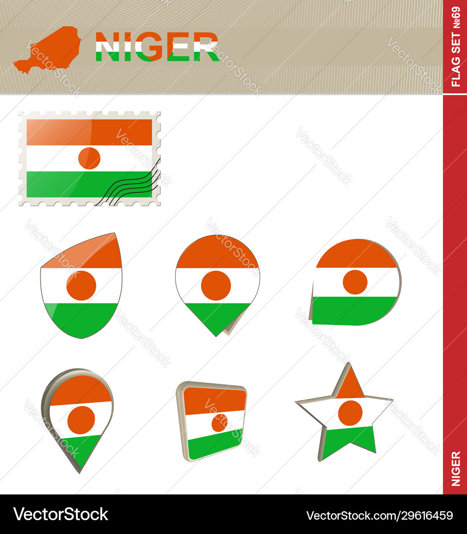 Niger flag set flag set 69 Royalty Free Vector Image