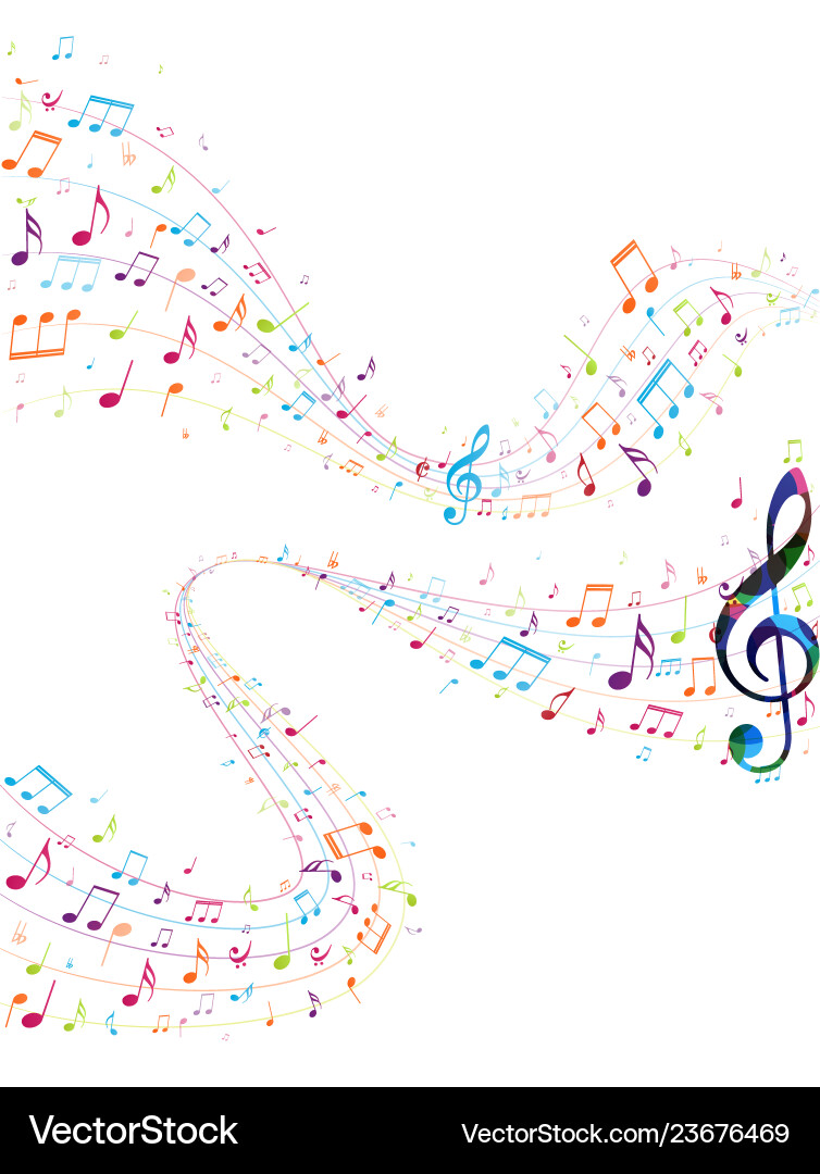 Colorful music notes background Royalty Free Vector Image