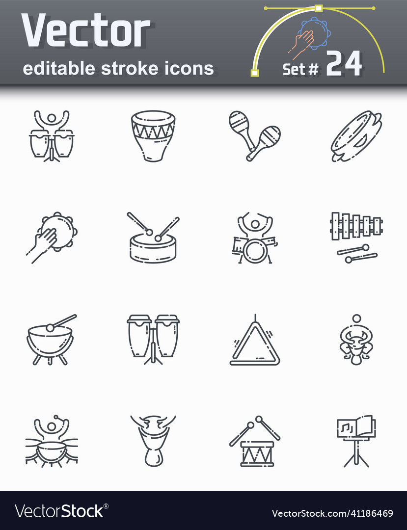 Editable stroke line icon set of variable Vector Image