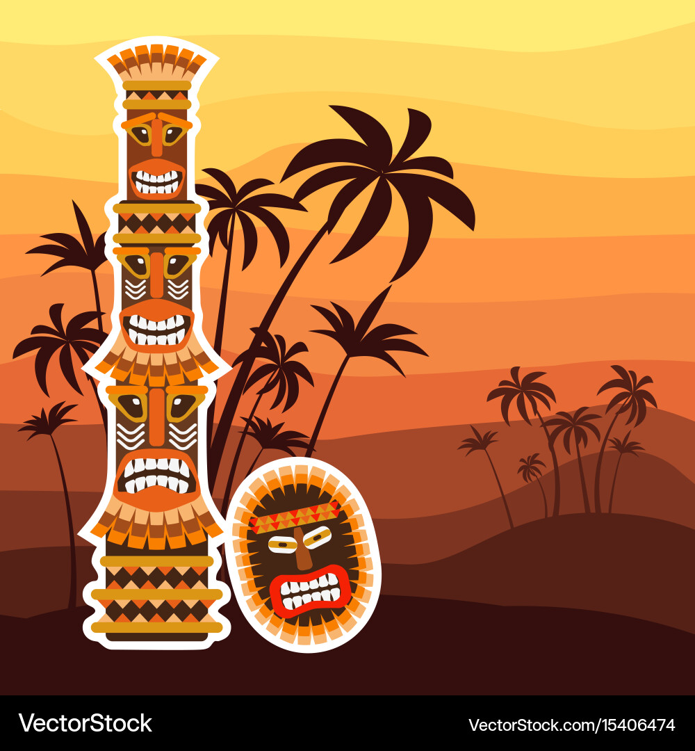 African ritual totem and mask Royalty Free Vector Image