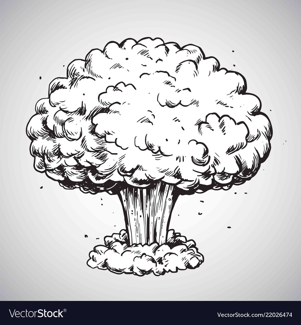 Nuclear Explosion Mushroom Drawing Vector Image