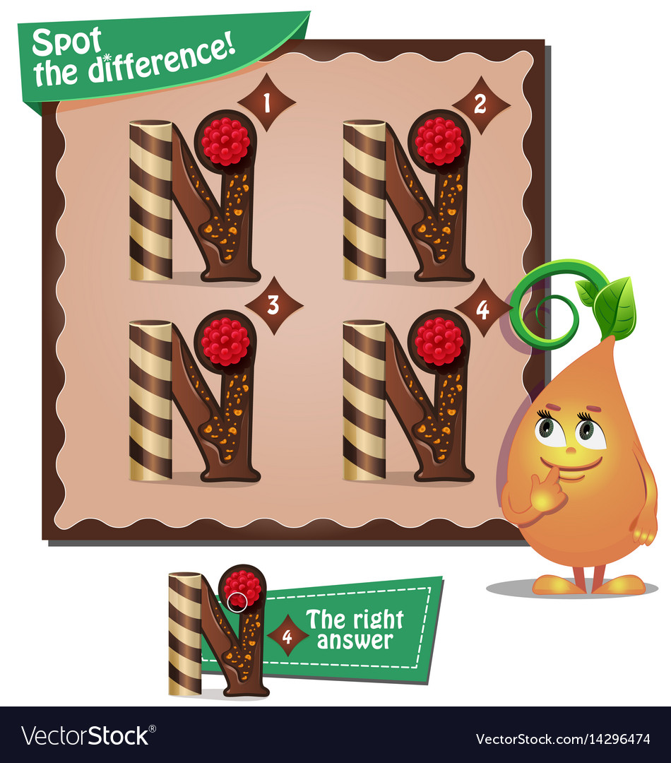 Spot difference letters n Royalty Free Vector Image Spot difference letters n Royalty Free Vector Image