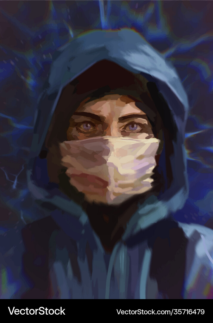 Man in Blue Mask – Concept Art Royalty Free Vector