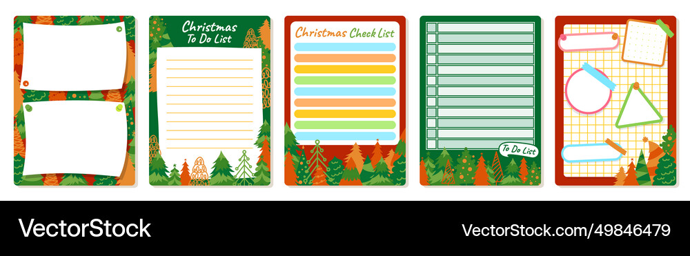 Notepaper lined grid notepad set with christmas Vector Image