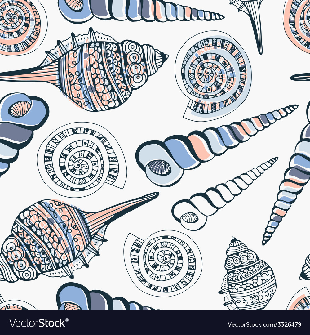 Seashell seamless pattern Royalty Free Vector Image