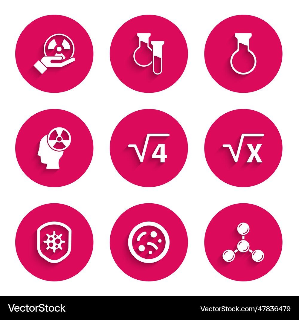 Set square root of 4 glyph bacteria molecule x Vector Image