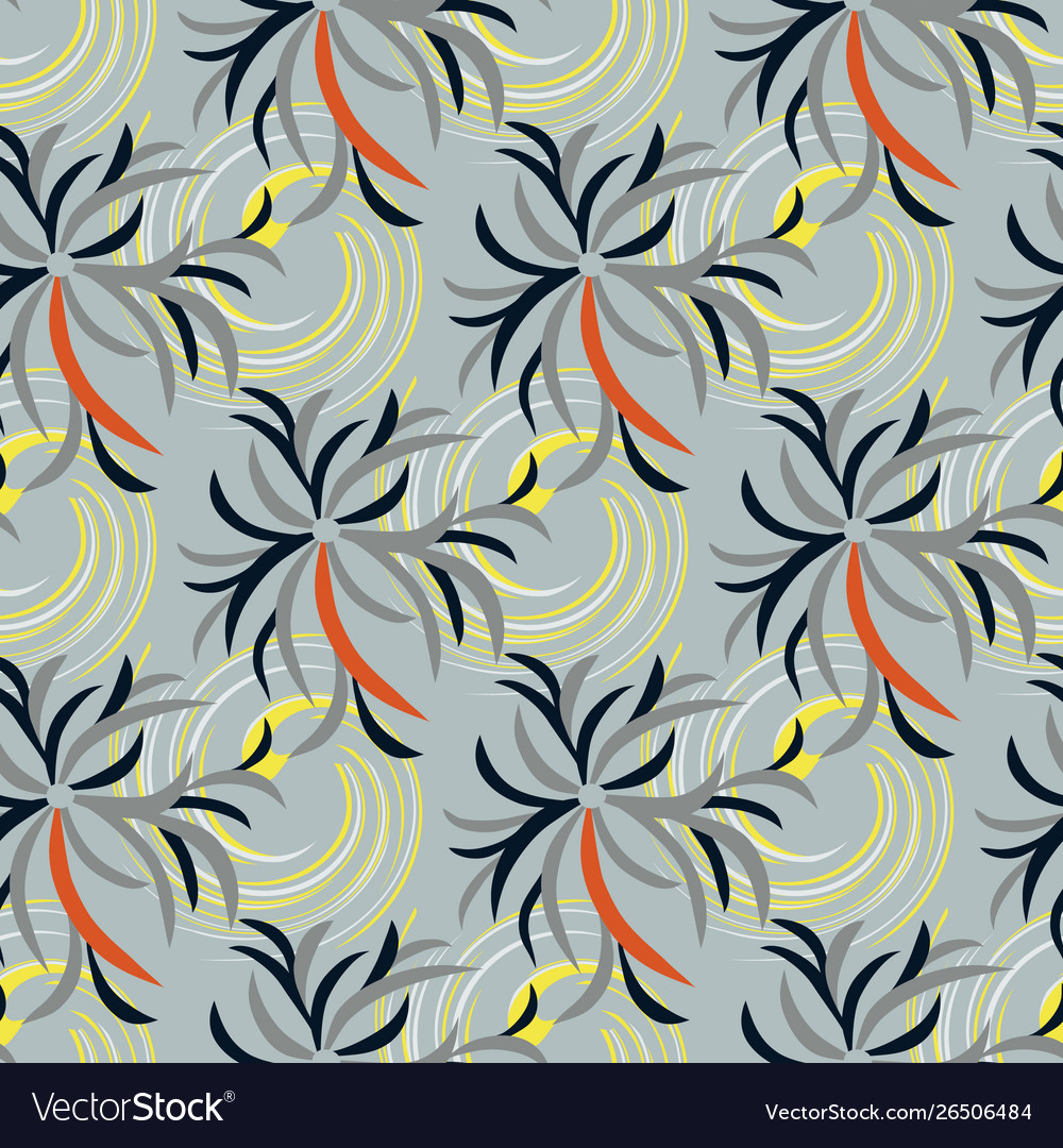 Abstract flowers on a gray background seamless Vector Image