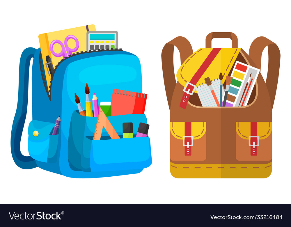 Colored school backpack back Royalty Free Vector Image