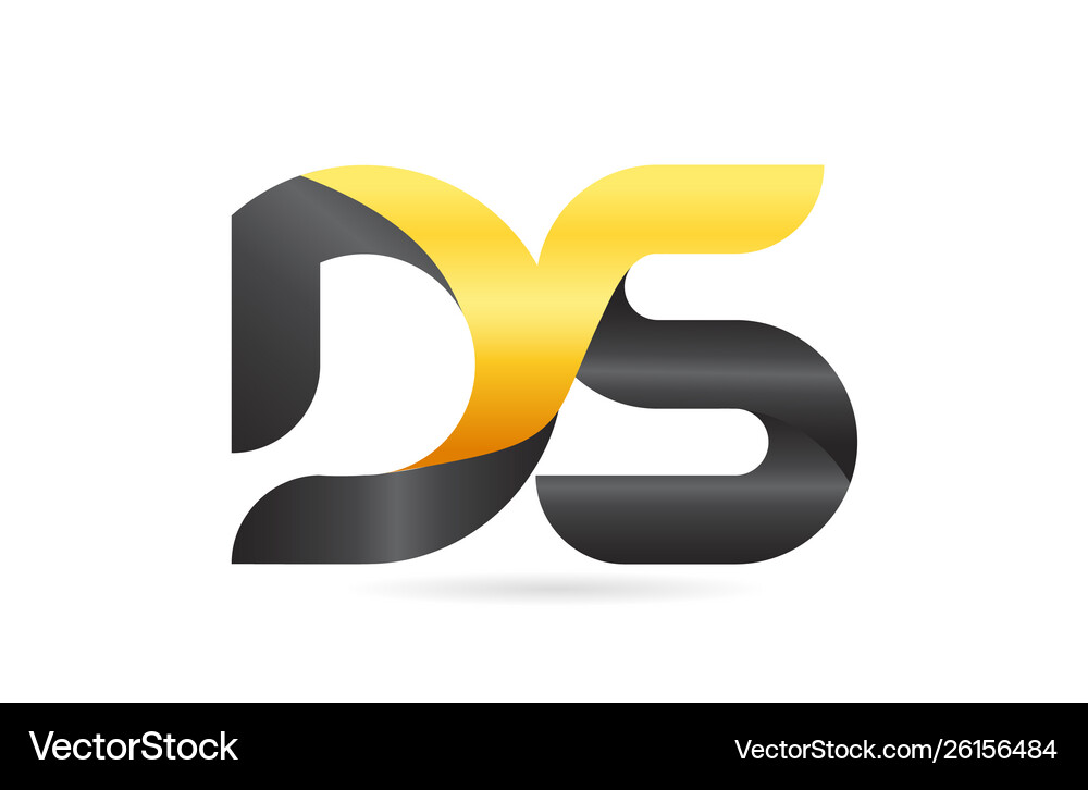Joined or connected ds d s yellow black alphabet Vector Image