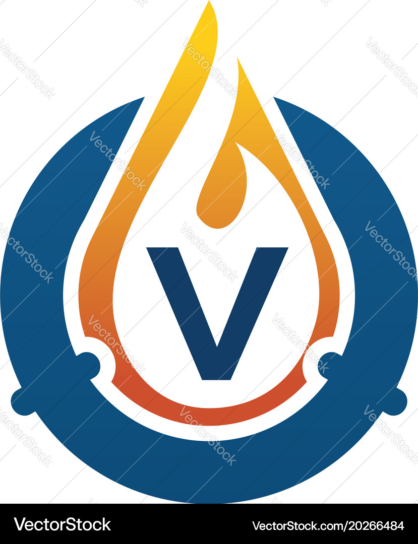 Oil water gas pipe solutions letter v Royalty Free Vector
