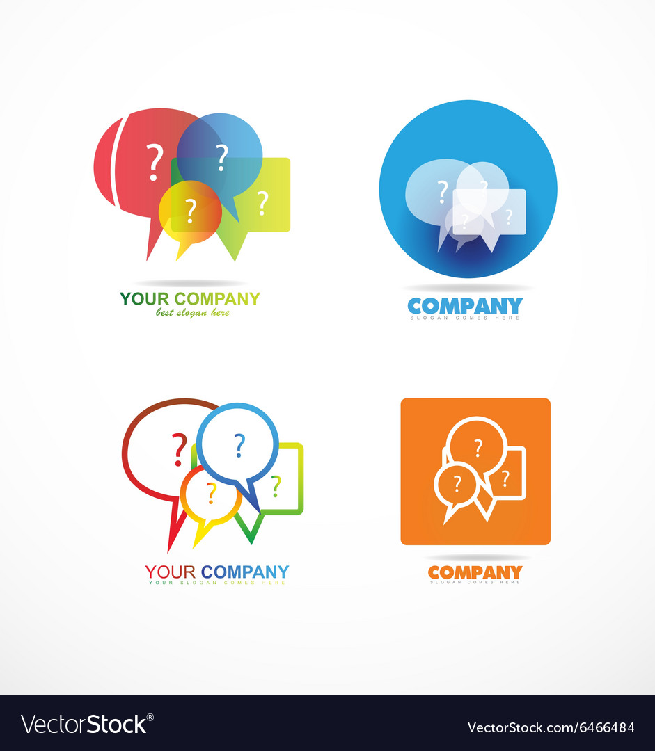 Question Bubble Icon Set - Speech & Cloud Vector Image