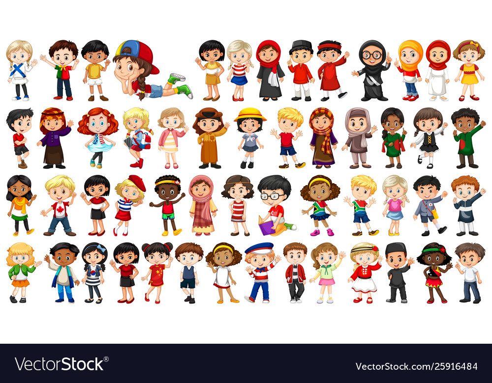 Set multicultural character Royalty Free Vector Image