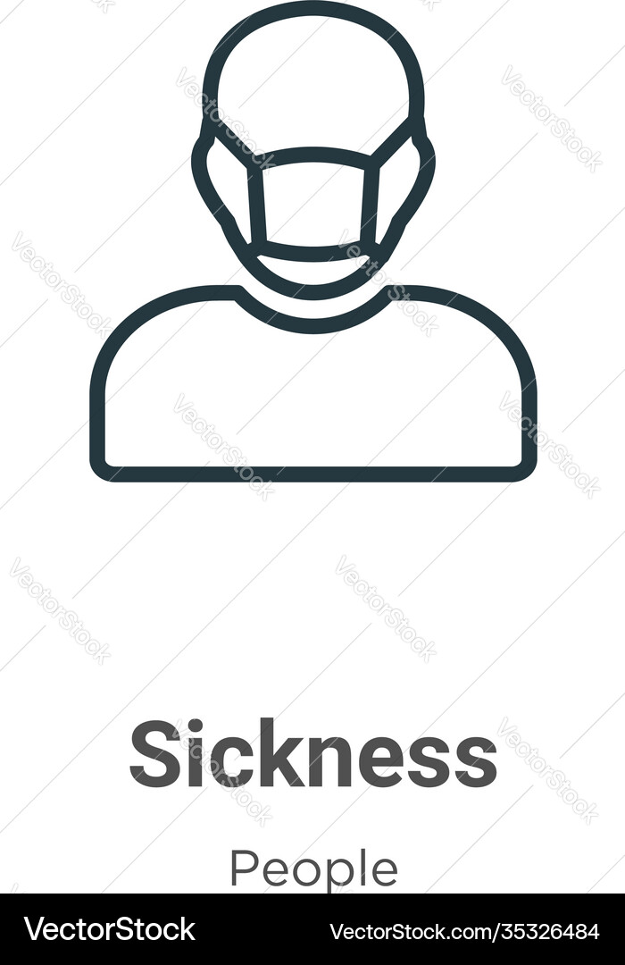 Sickness outline icon thin line black Royalty Free Vector