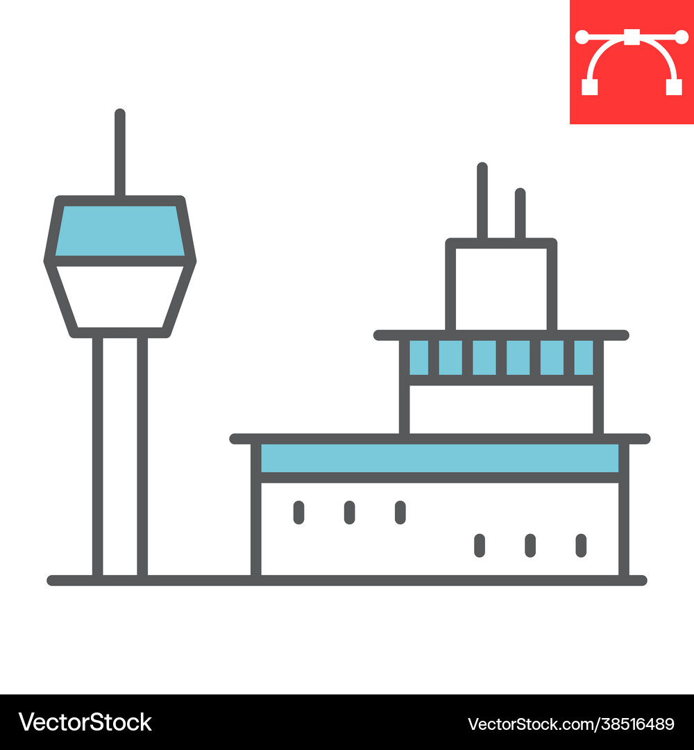 Airport building color line icon Royalty Free Vector Image