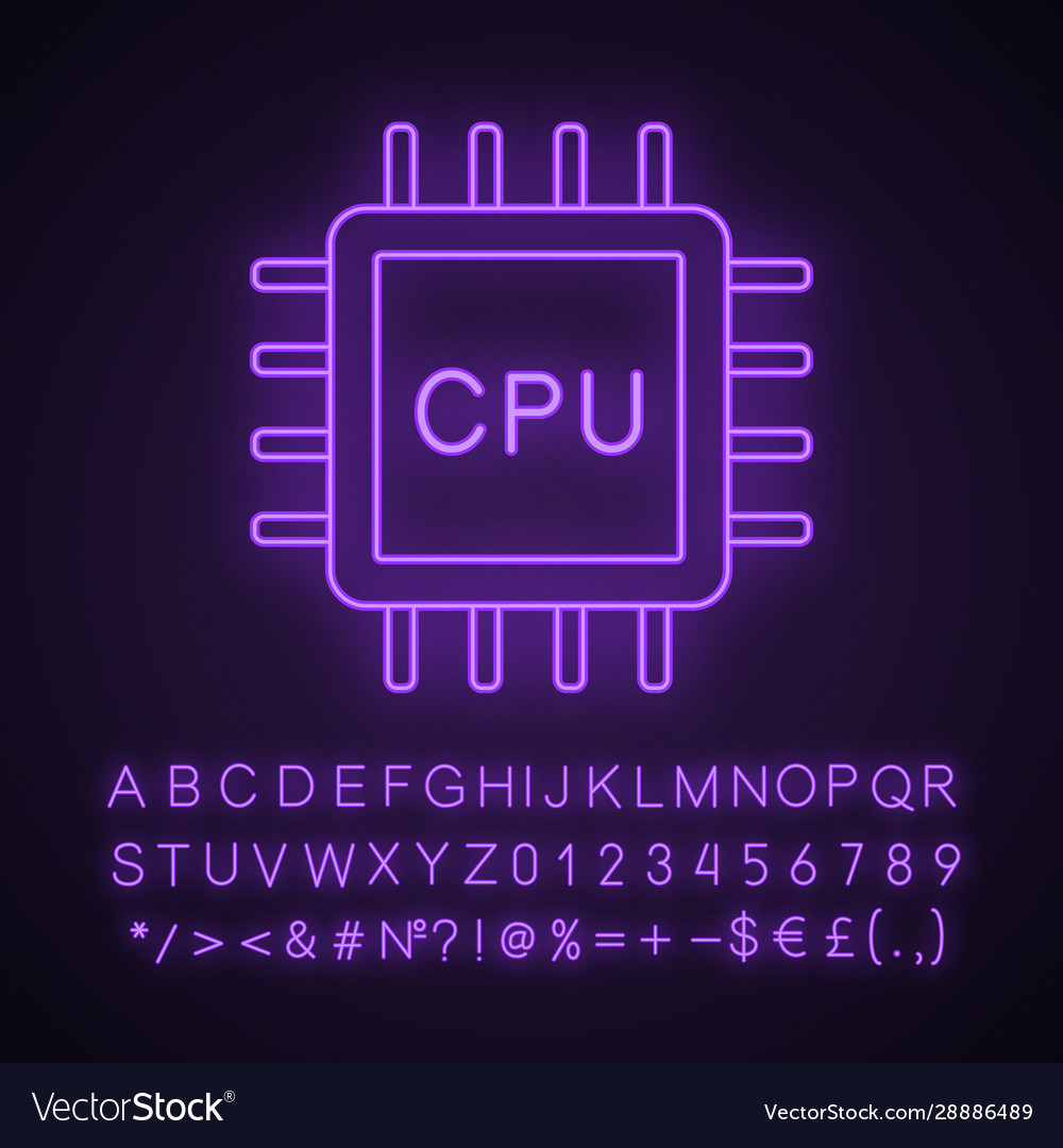 Cpu neon light icon Royalty Free Vector Image - VectorStock