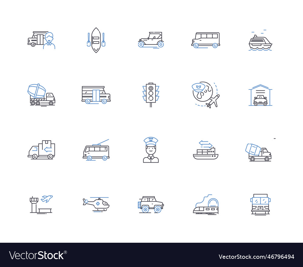 Transit system line icons collection commute Vector Image Transit system line icons collection commute Vector Image