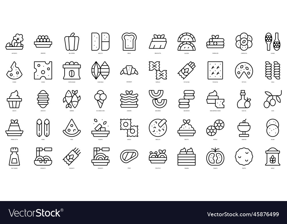 Set of thin line italian food icons Royalty Free Vector Set of thin line italian food icons Royalty Free Vector