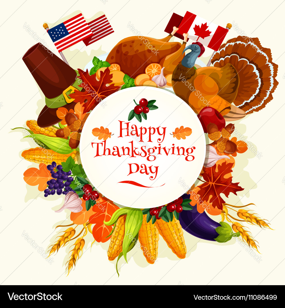 Thanksgiving Day banner emblem Royalty Free Vector Image