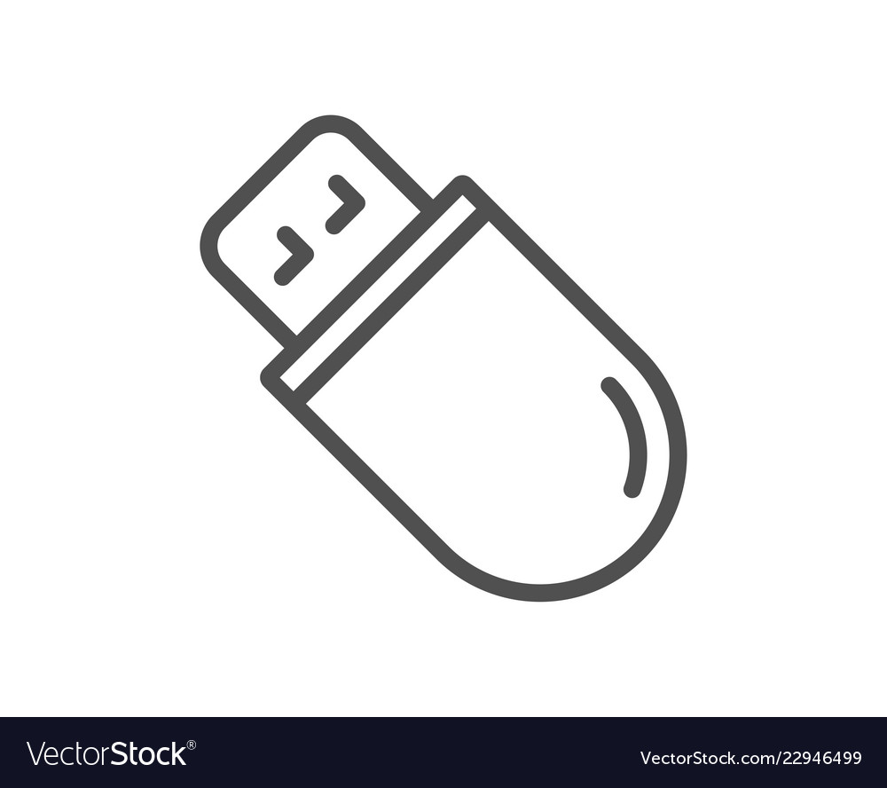 Usb Stick Line Icon Computer Memory Component Vector Image