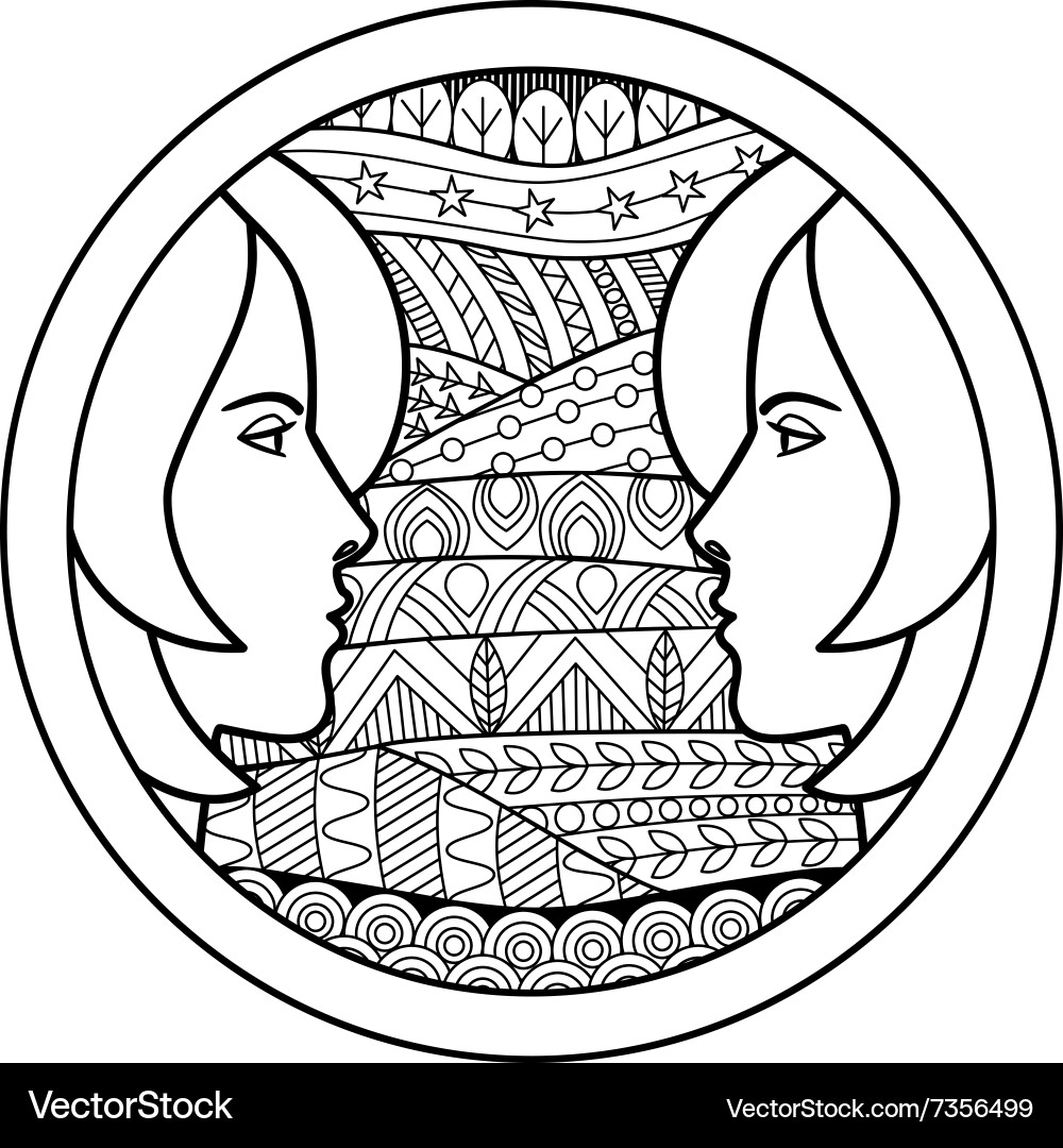 Zodiac sign gemini Royalty Free Vector Image - VectorStock