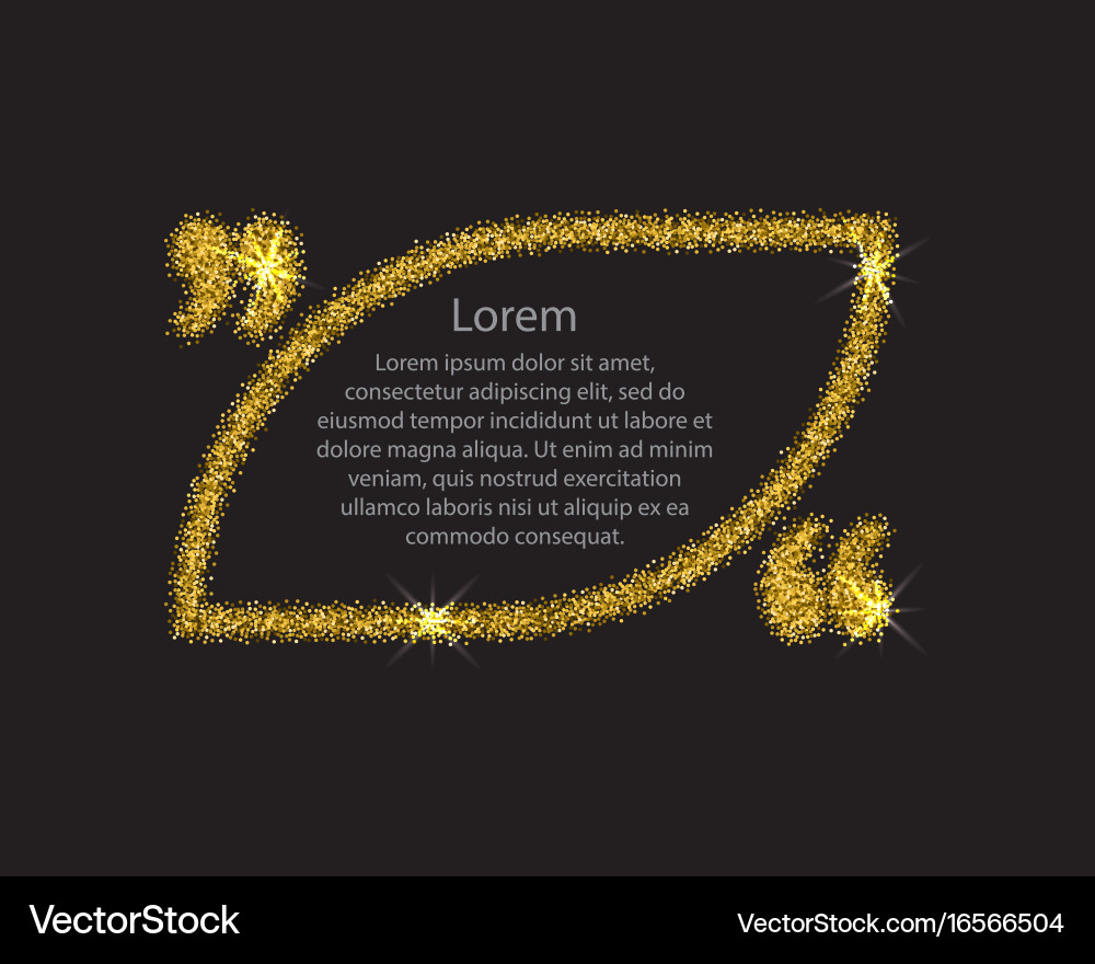 Gold quotation mark speech bubble Royalty Free Vector Image