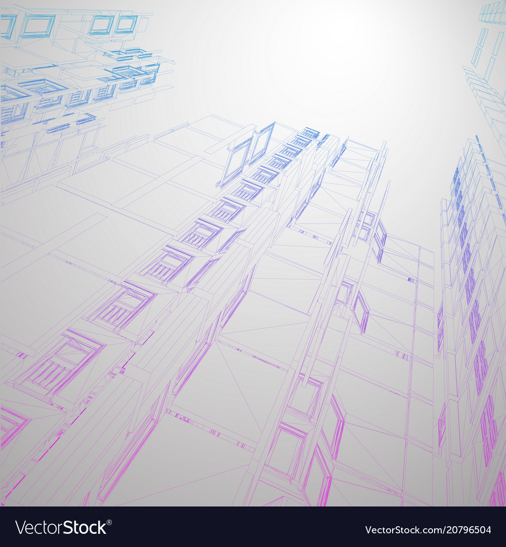 Modern Architecture Wireframe Concept Urban Vector Image