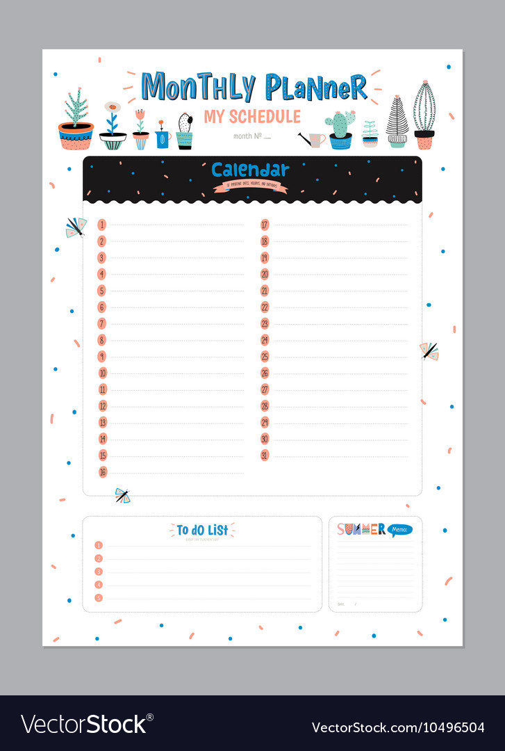 Scandinavian weekly and daily planner Royalty Free Vector