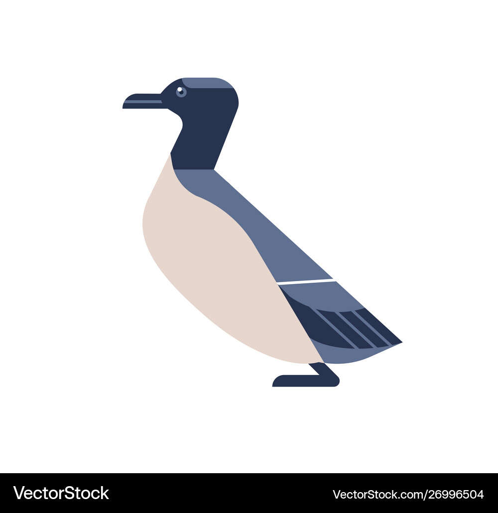 Uria flat cute polar bird Royalty Free Vector Image