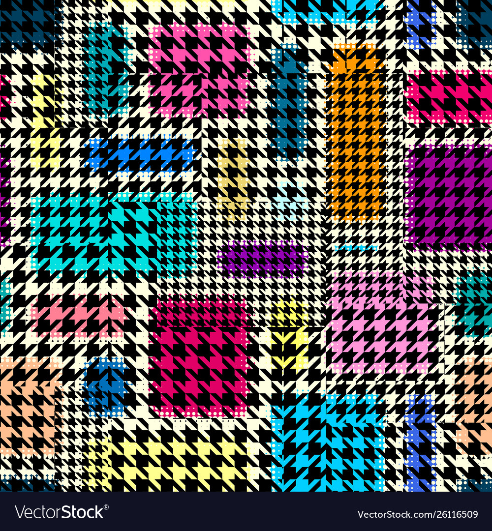 Classic hounds-tooth pattern in a patchwork Vector Image