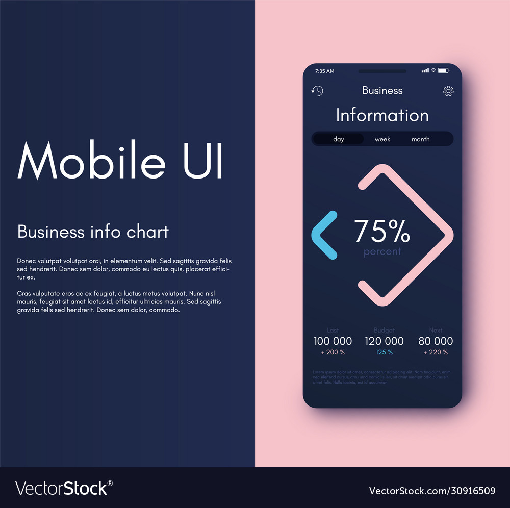 Mobile application interface ui design Royalty Free Vector