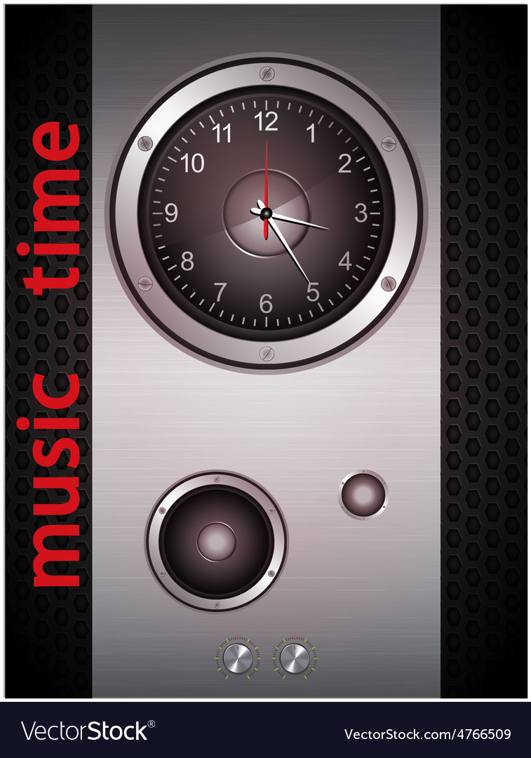 Music time clock Royalty Free Vector Image - VectorStock