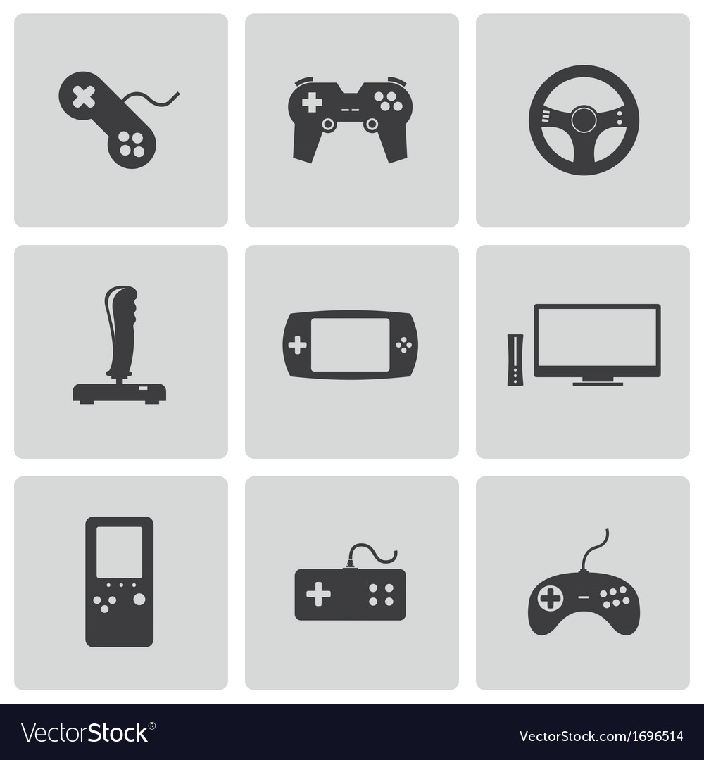 Black video game icons set Royalty Free Vector Image Black video game icons set Royalty Free Vector Image