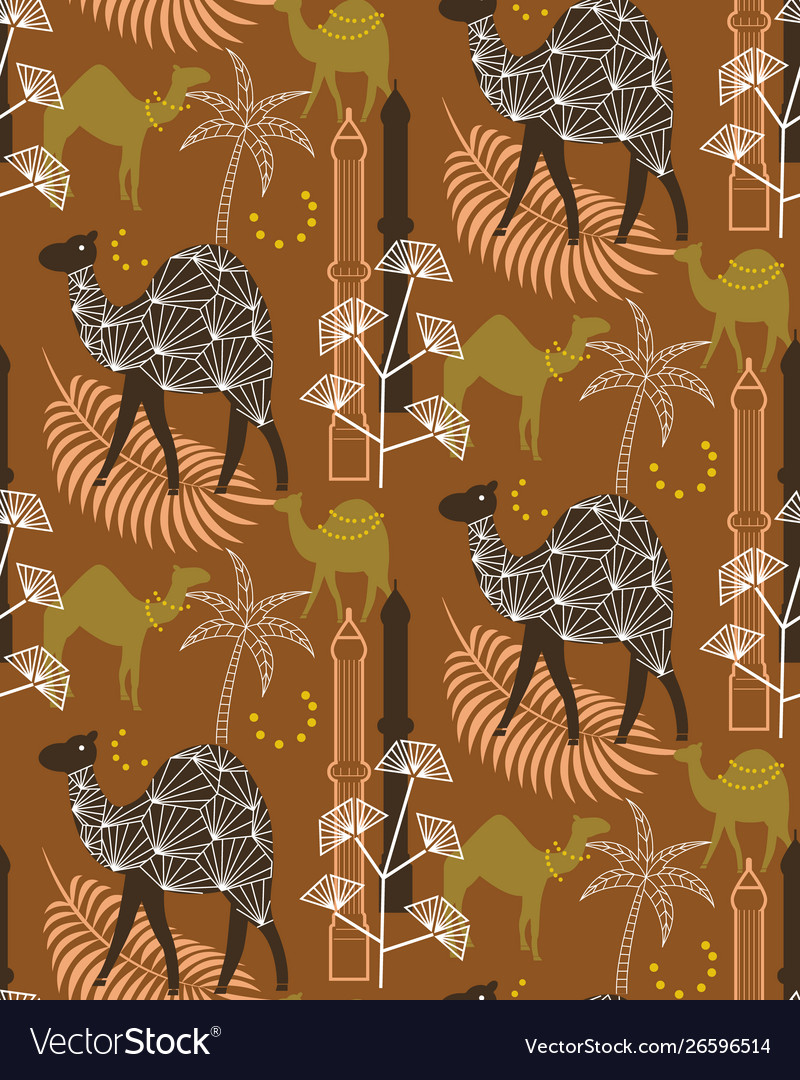 Camel pattern flat color design Royalty Free Vector Image