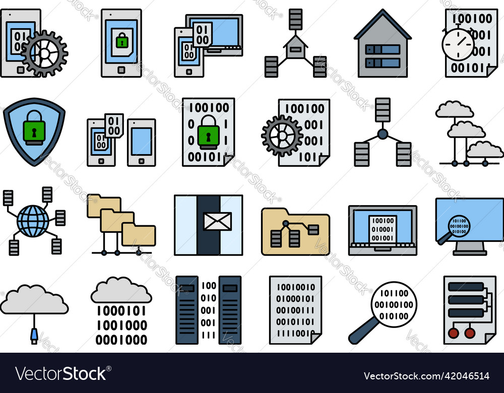 Data icon set Royalty Free Vector Image - VectorStock