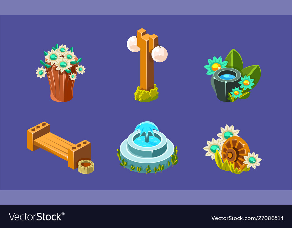 Fantasy landscape elements set user interface Vector Image