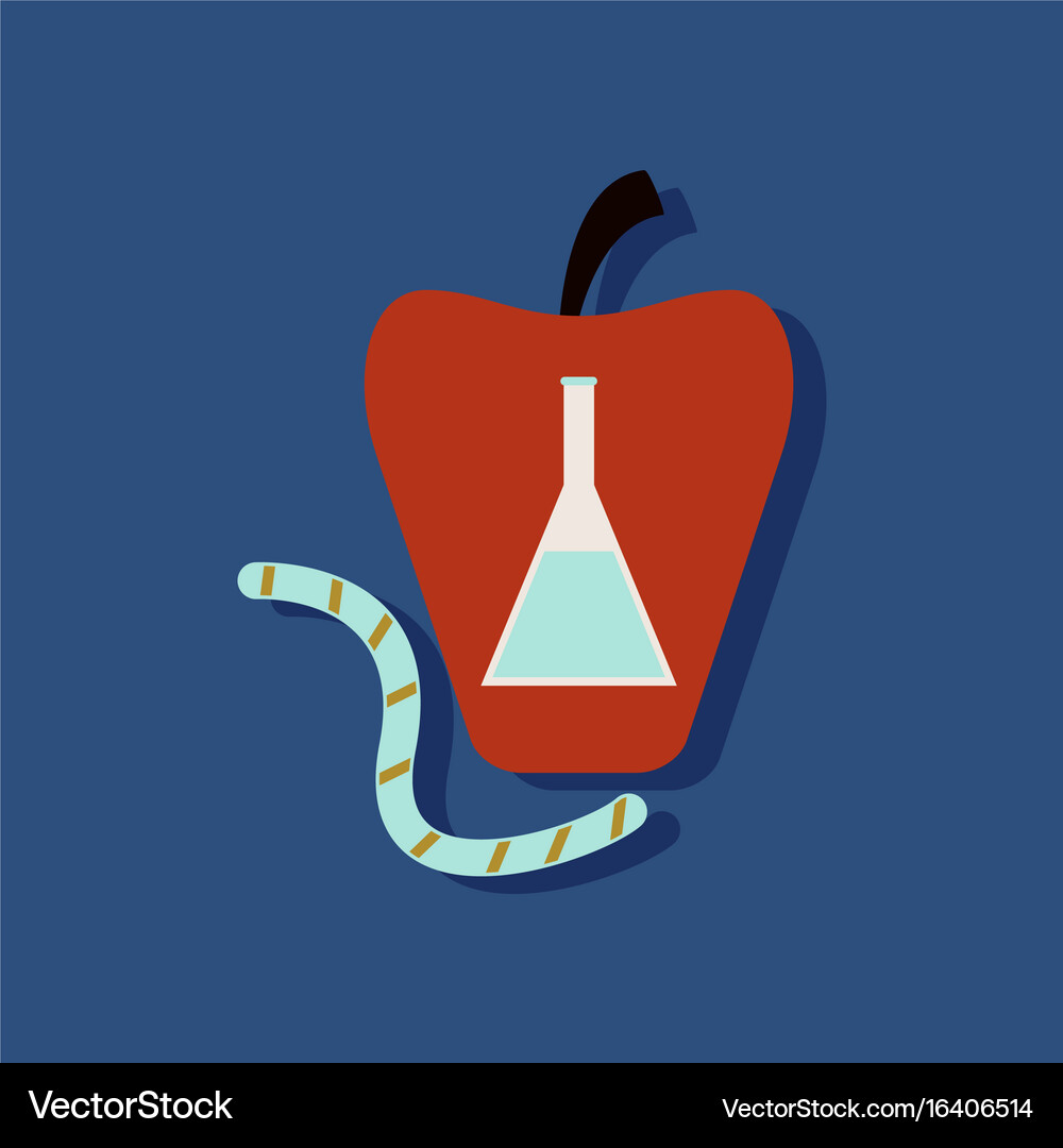 Flat icon design collection test-tube in apple Vector Image