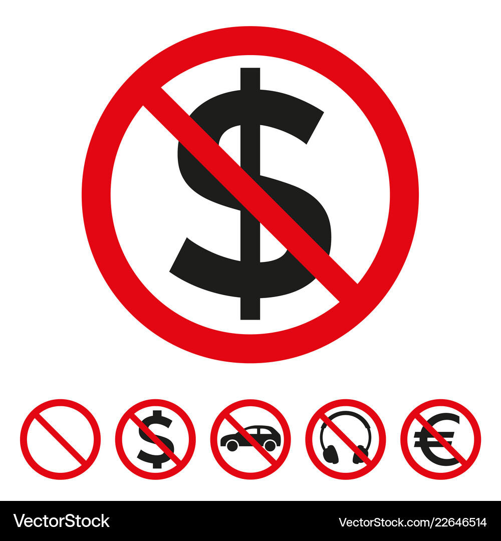 No Money Sign Black And White