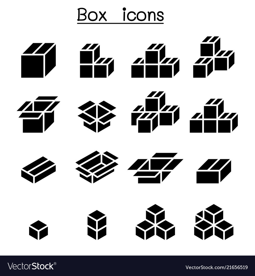Box icon set Royalty Free Vector Image - VectorStock