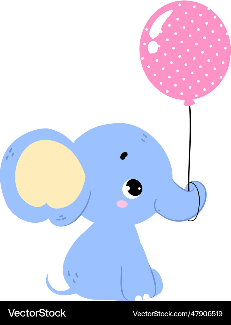 Cute Baby Elephant Character With Trunk Sitting Vector Image