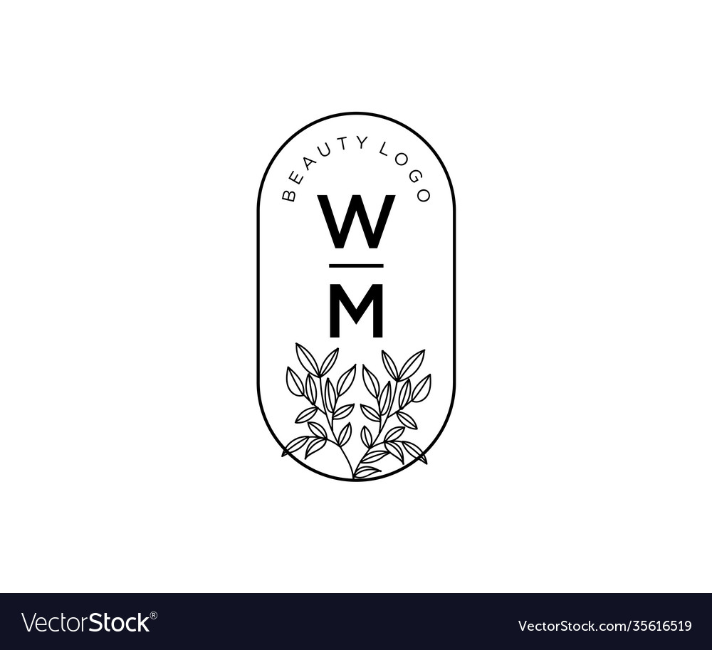 Initial wm letters beautiful floral feminine Vector Image Initial wm letters beautiful floral feminine Vector Image