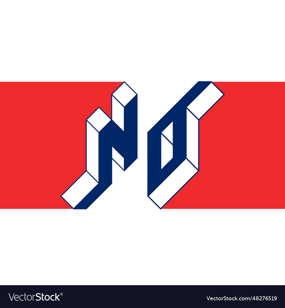 N and o - monogram or logotype isometric 3d font Vector Image N and o - monogram or logotype isometric 3d font Vector Image