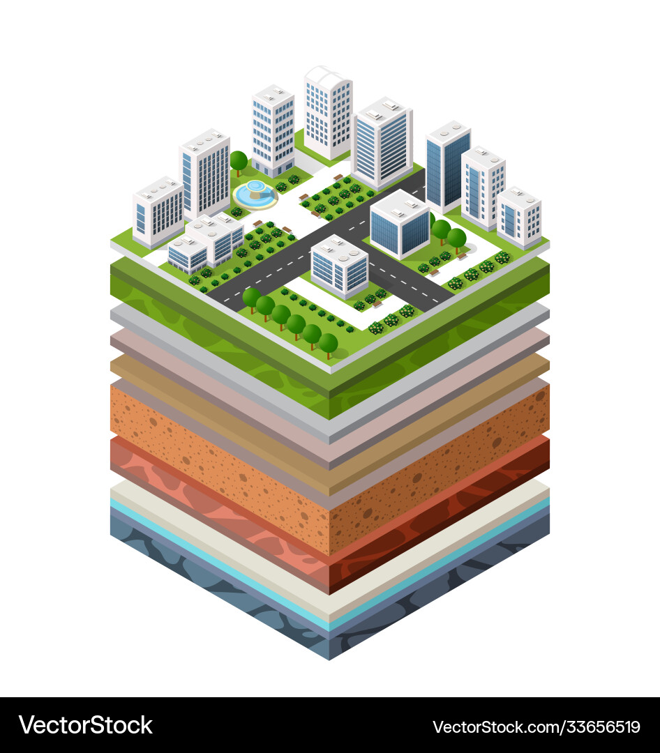 Soil layers cross-section geological Royalty Free Vector