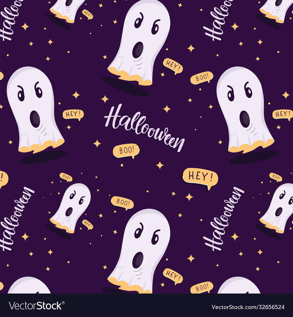 Halloween ghost - seamless pattern Royalty Free Vector Image