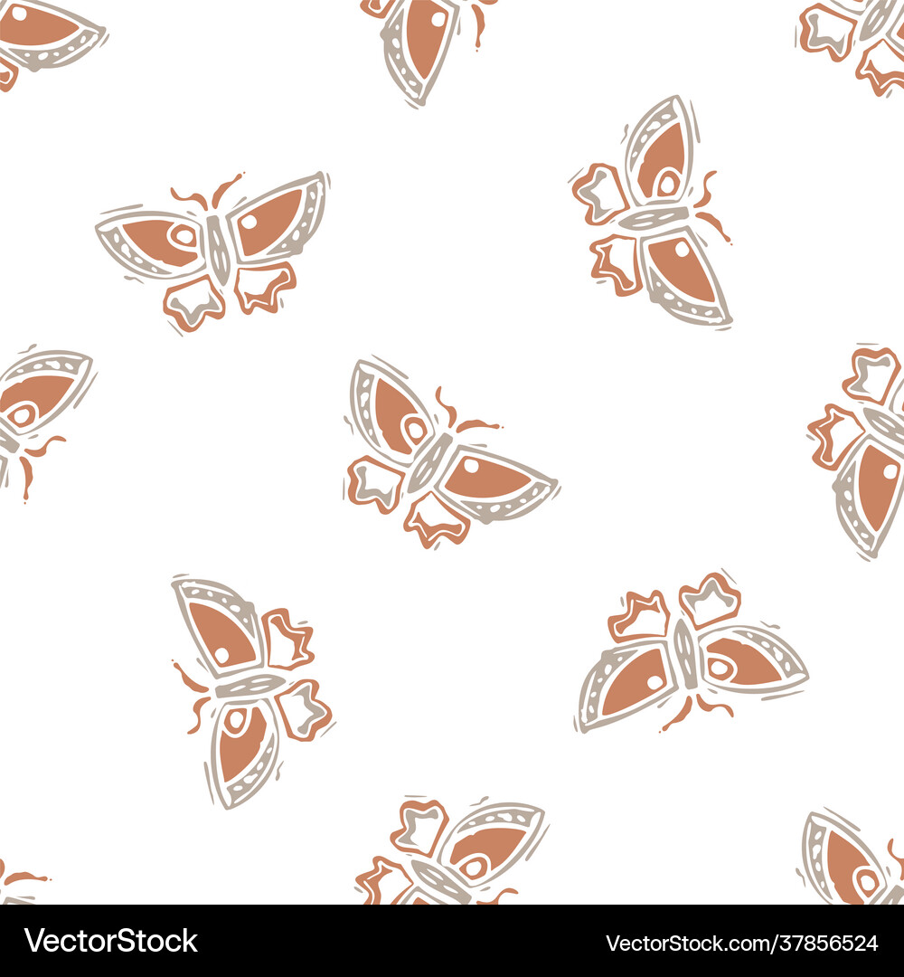 Seamless minimalist doodle butterfly pattern Vector Image