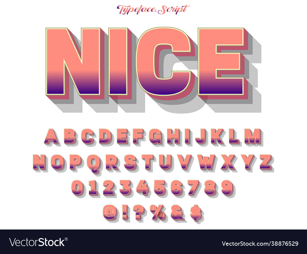 3d fonttypefacescriptshadow effecthandcrafted Vector Image