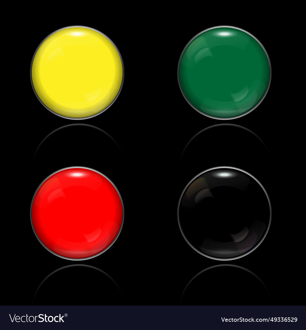 3d realistic set of round buttons with a chrome Vector Image